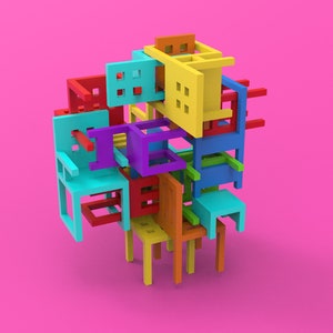 3D Printable Puzzled Chair Stacking Game: Rubik's Cube Inspired (STL ...