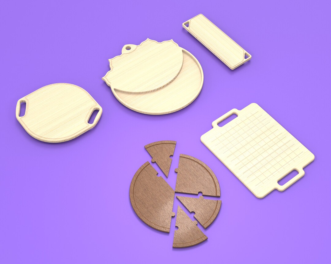 Set of 5 Cutting Board Designs - STL Files for CNC Routing - Digital ...