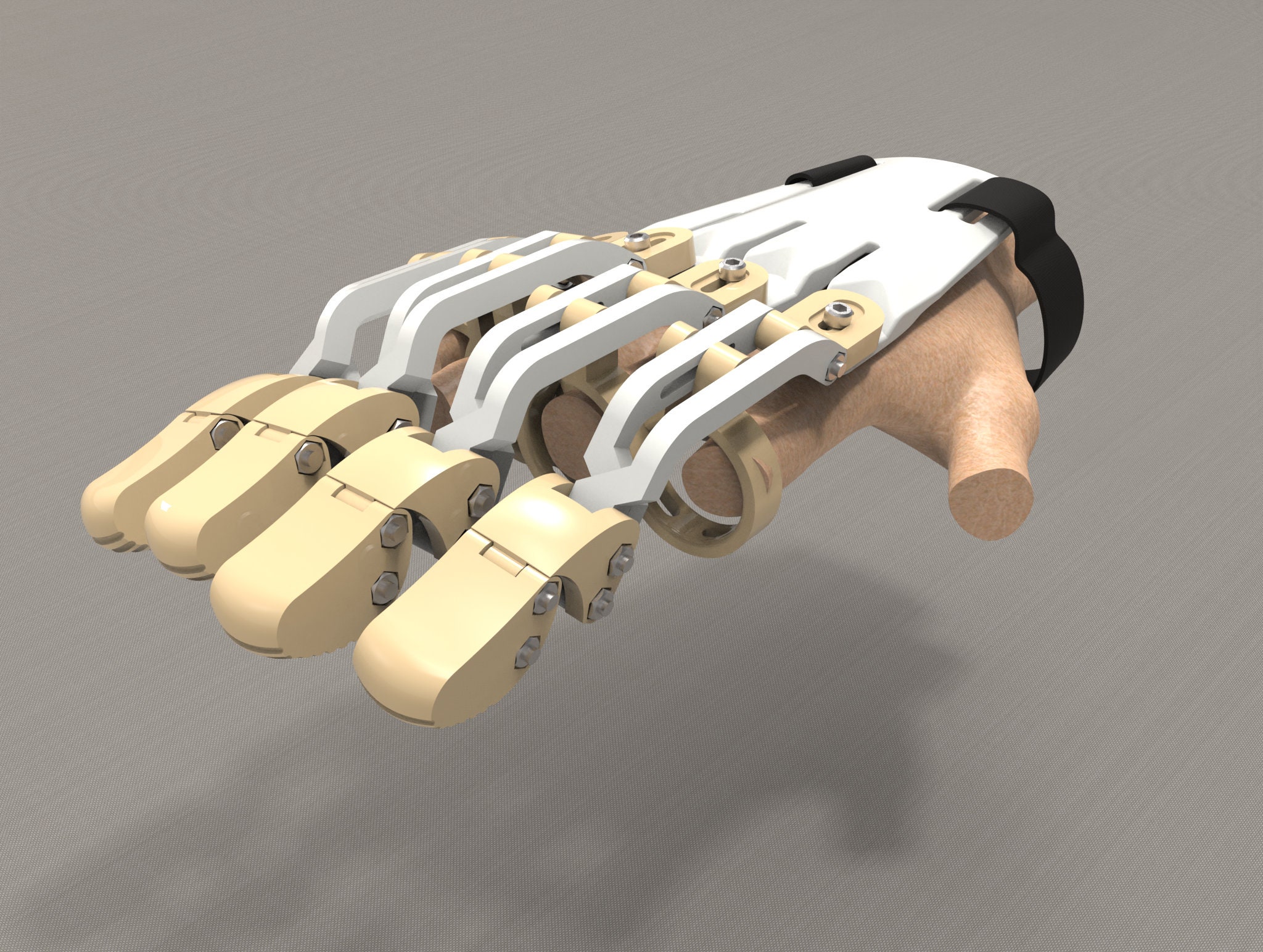 Complete Prosthetic Hand: Individual STL Files for Thumb, Index, Middle ...