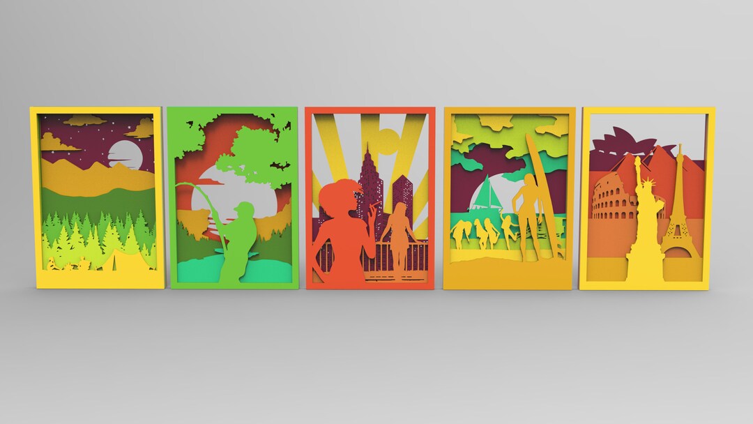 Layered Landscape Wall Art: CNC Laser Cut DXF Files (digital Download ...
