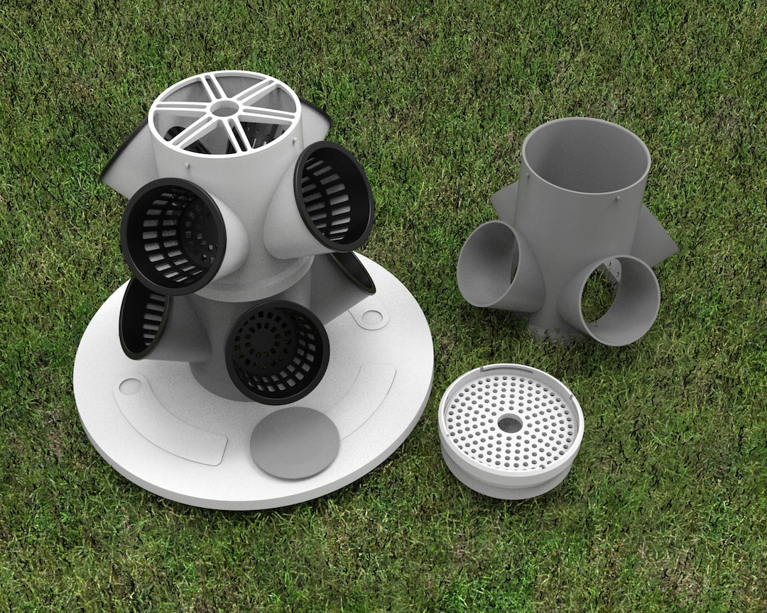 3D Printed Vertical Hydroponic System for 5-gallon Bucket (STL Files ...