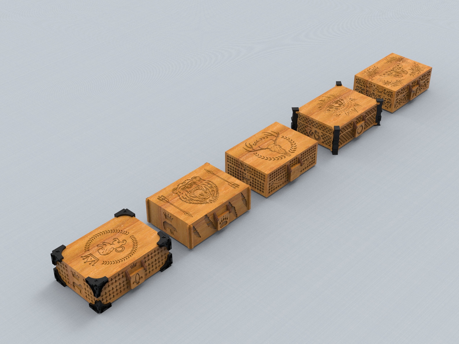 5 Unique Wooden Box Designs Collection - DIY Laser Cut CNC Files, DXF ...