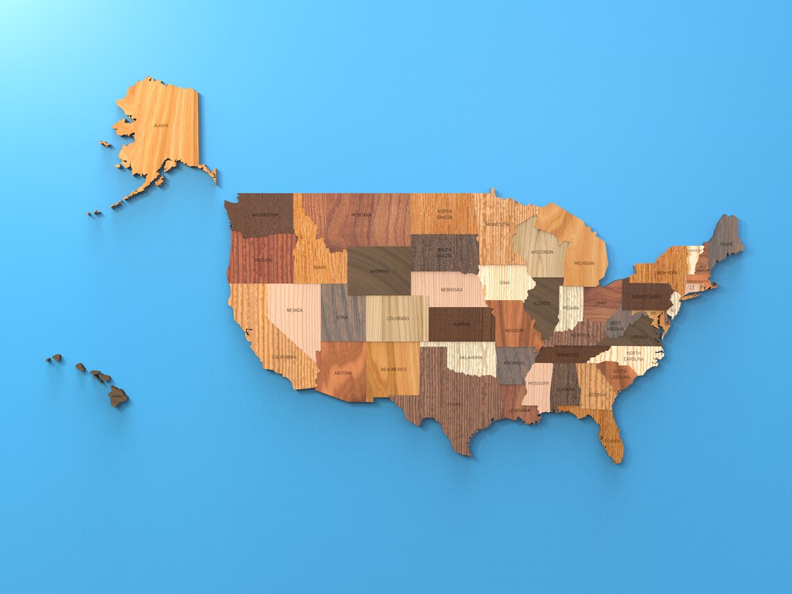 Wooden Decorative USA States Map to Hang on the Wall | DXF File | E ...