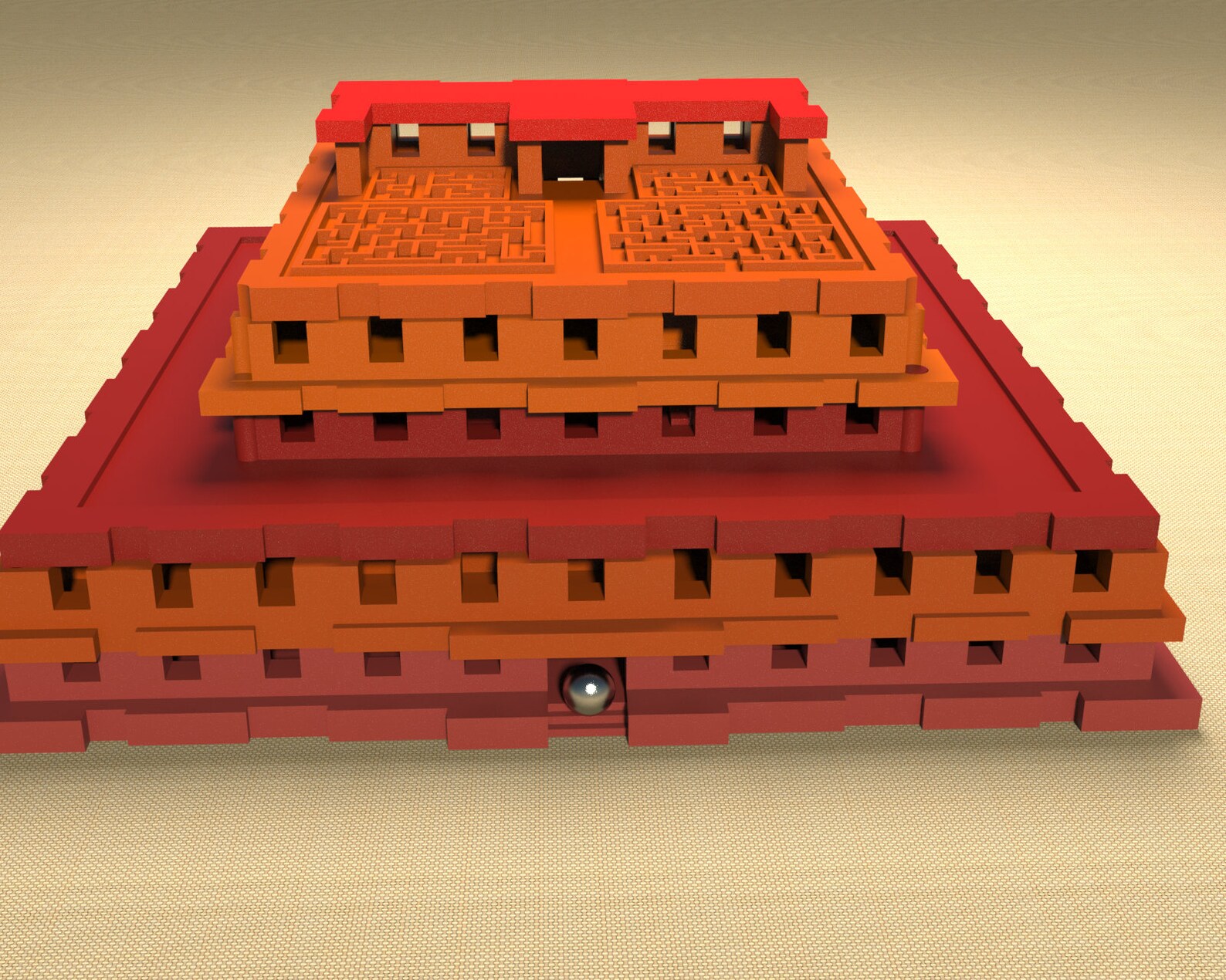 Mayan Construction Inspired Maze Puzzle - 3D Printed, Four-floored ...