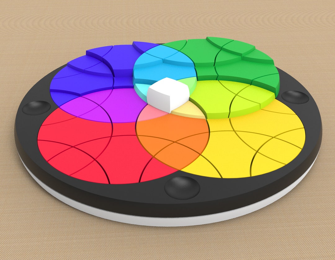 Chromatic Circle Puzzle - 3D Printable STL File for a Colorful Rubik-style Board Game, DIY File ...