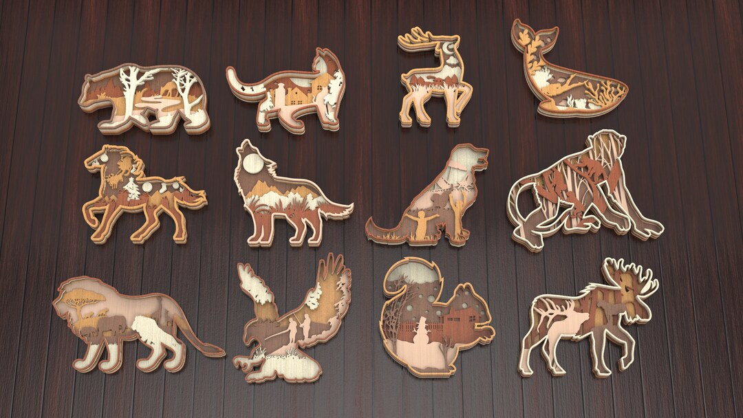 Laser Cut Animal Figures: Multilayer Wood Decor (digital Download) - Etsy