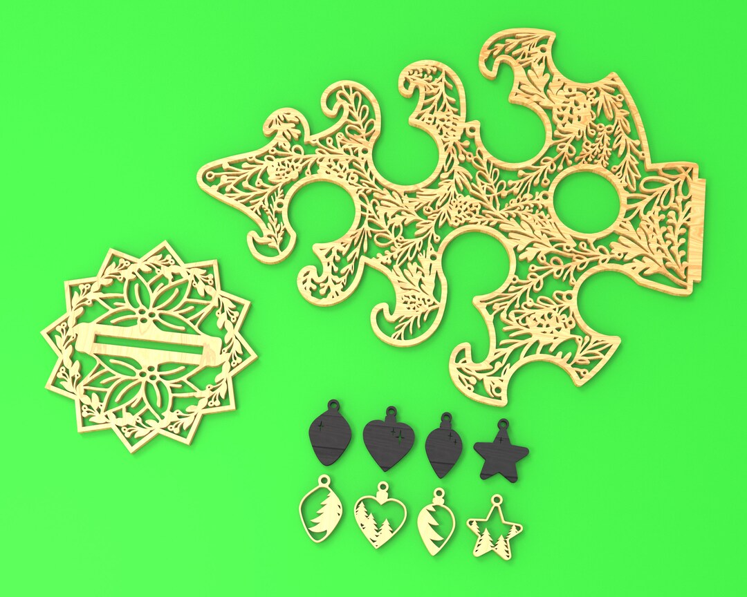 Illustrated Christmas Tree - DXF Files for Laser & CNC Cutting, Festive ...