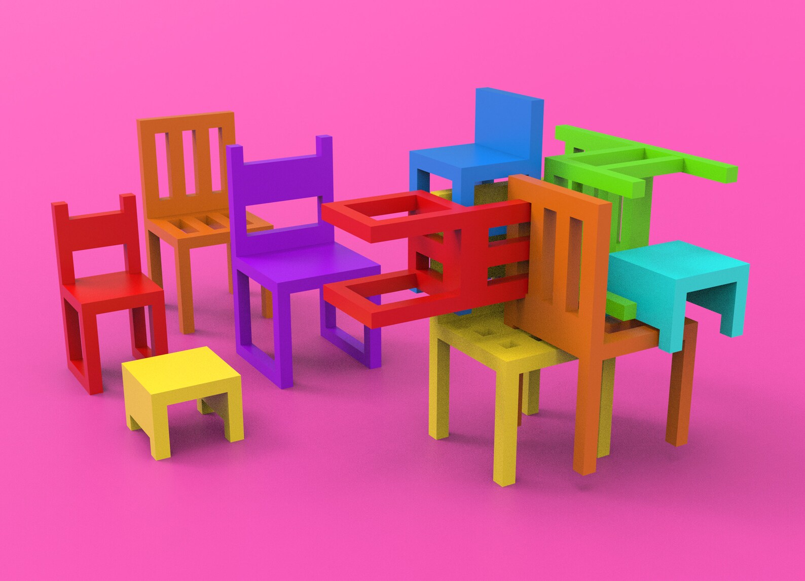 3D Printable Puzzled Chair Stacking Game – Unique Rubik’s Cube Inspired ...