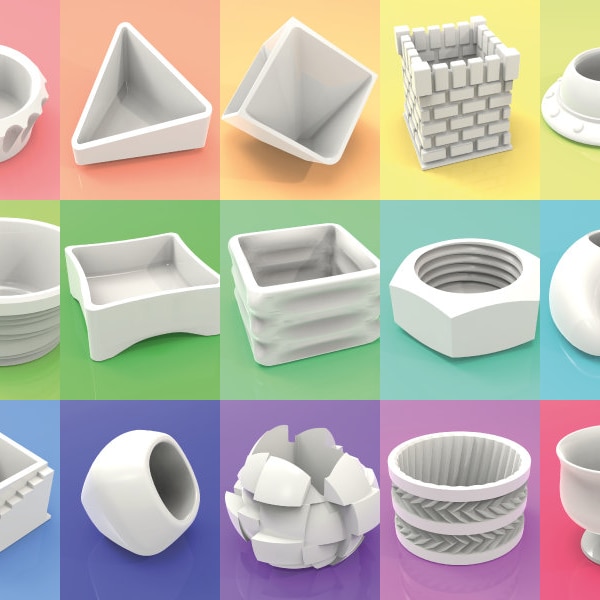 3d Print File Geometric Pots - Etsy