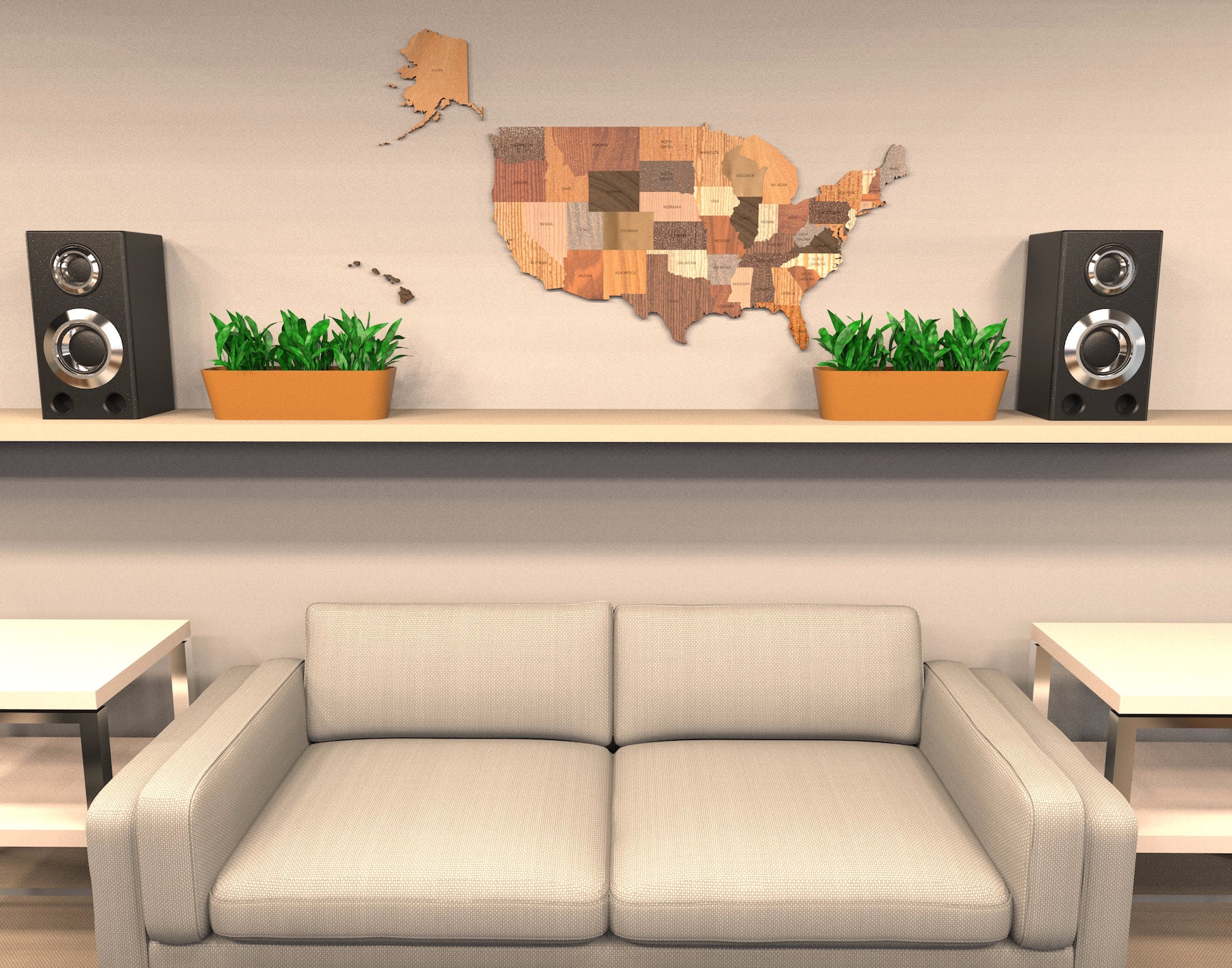 Wooden Decorative USA States Map to Hang on the Wall | DXF File | E ...