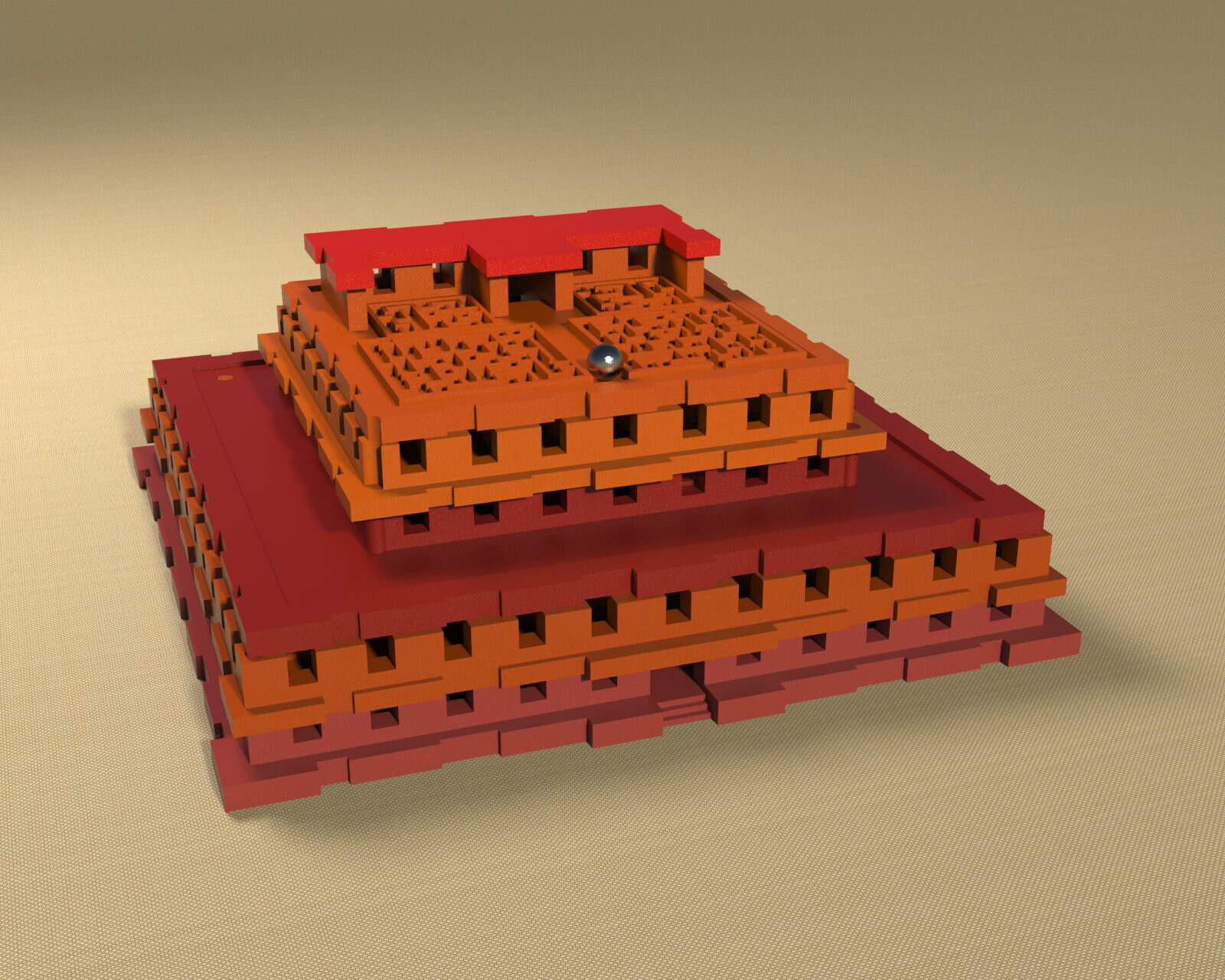 Mayan Construction Inspired Maze Puzzle - 3D Printed, Four-floored ...