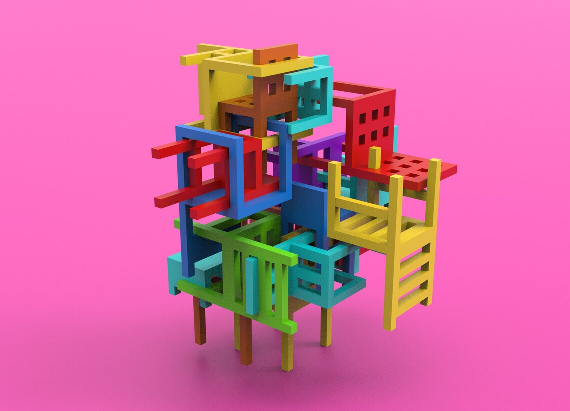 3D Printable Puzzled Chair Stacking Game – Unique Rubik’s Cube Inspired ...
