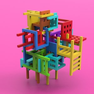 3D Printable Puzzled Chair Stacking Game – Unique Rubik’s Cube Inspired ...