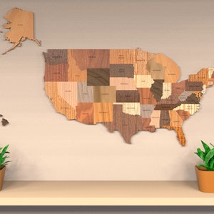 Wooden Decorative USA States Map to Hang on the Wall | DXF File | E ...