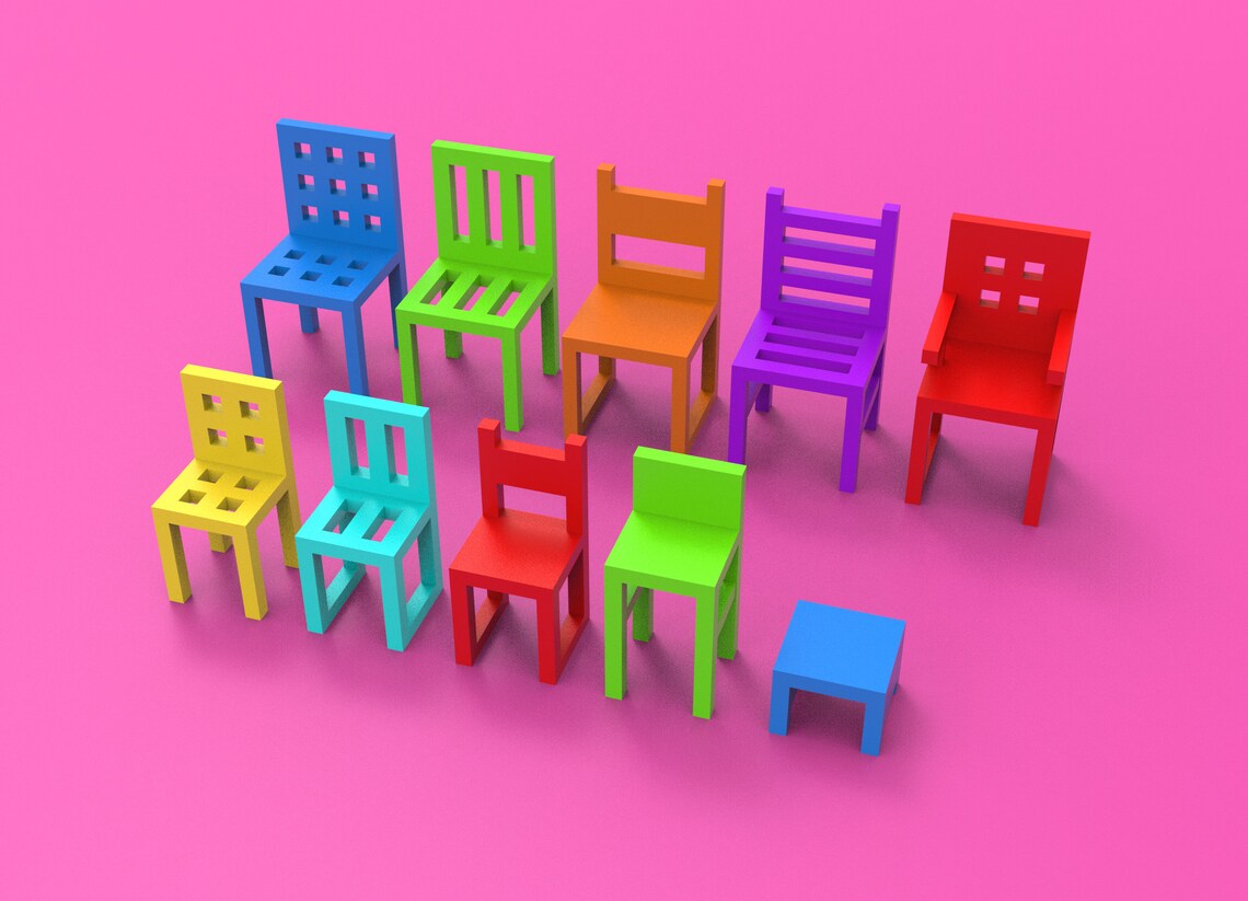 3D Printable Puzzled Chair Stacking Game – Unique Rubik’s Cube Inspired ...