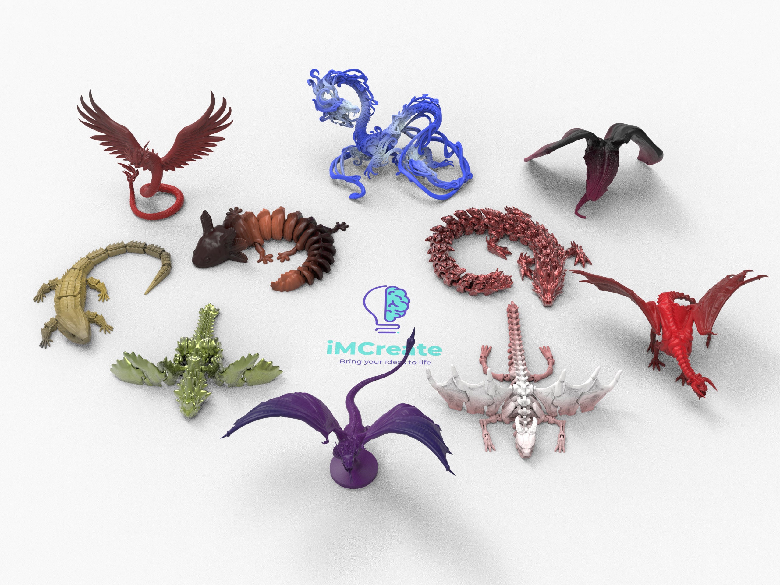 Mix Dragons 5 Articulated and 5 Solid 3D PRINT ST Dragons - Etsy Australia