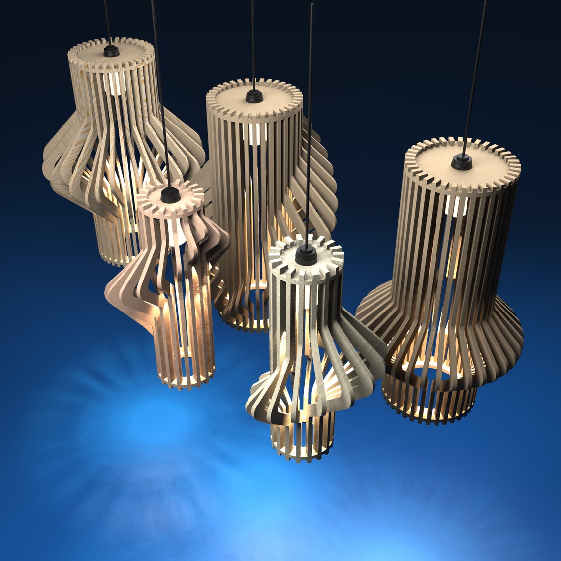 Hanging Pendant Lights, Ceiling Lamp DXF FILES for CNC or Laser Machine ...