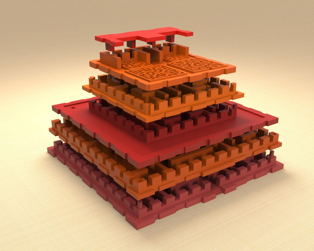 Mayan Construction Inspired Maze Puzzle - 3D Printed, Four-floored ...