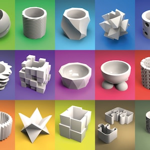 15 Geometric Pots or Base In.stl Format for 3d Printing STL File DIY ...