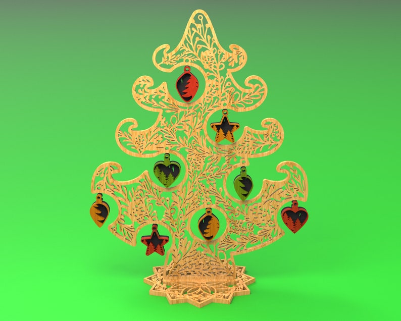 Illustrated Christmas Tree - DXF Files for Laser & CNC Cutting, Festive ...