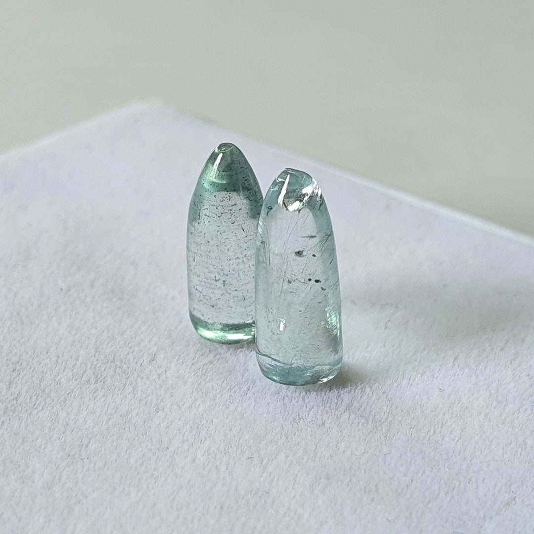 4mm*bullet Shape Gemstone*natural Aquamarine Smooth Bullet Cabochon*10 ...