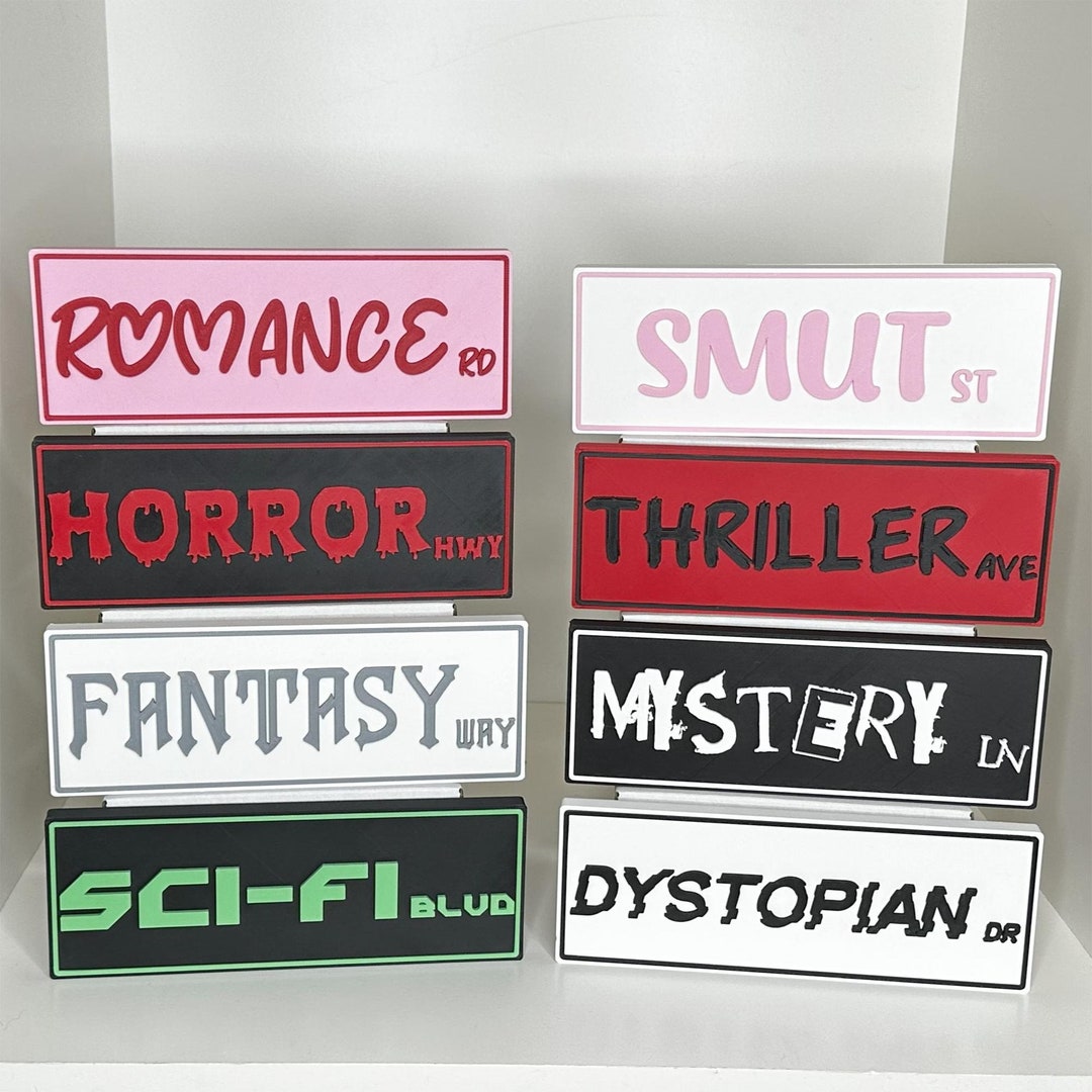Book Genre Street Sign 3D Printed Bookshelf Decor Reader Gift - Etsy