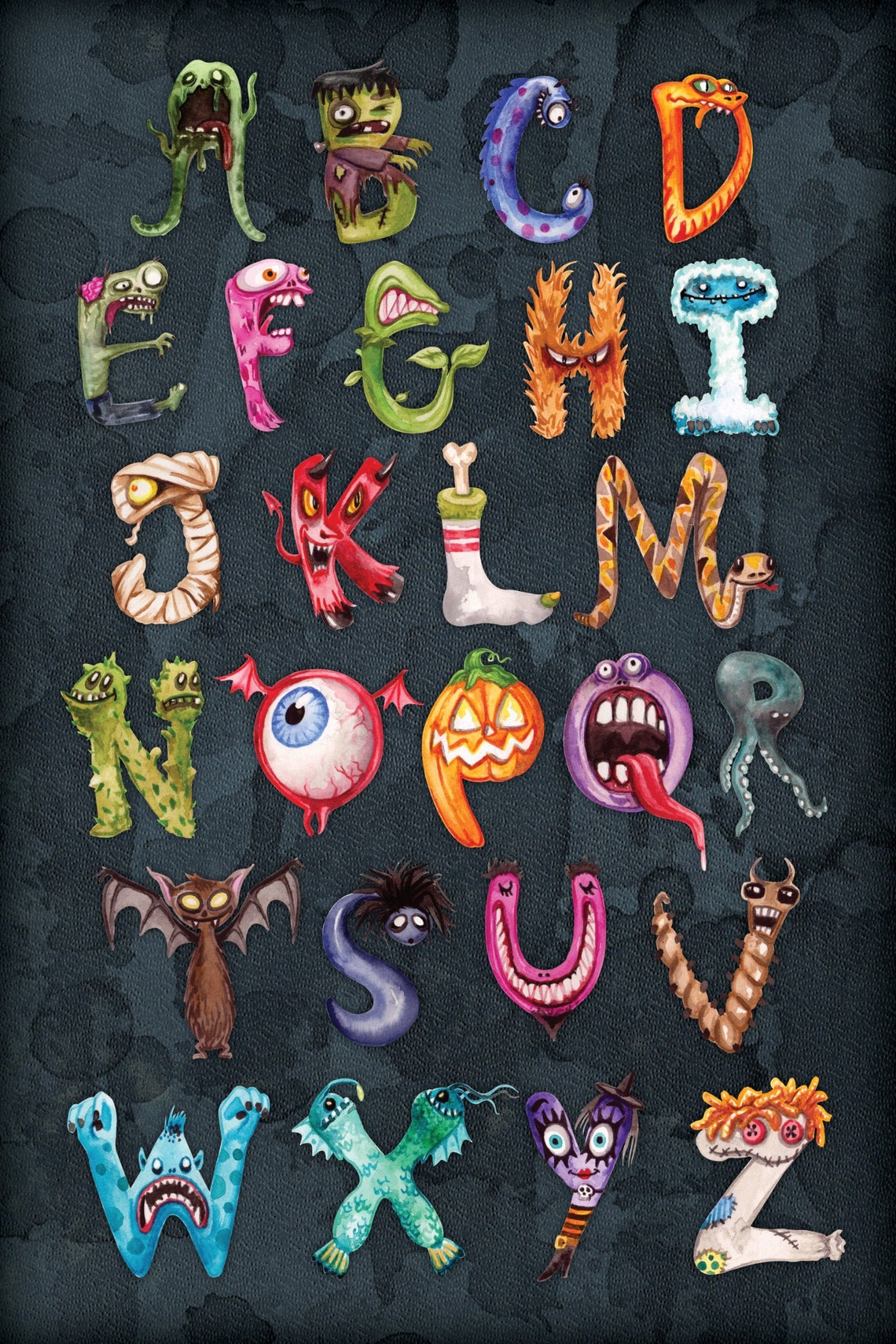 Monster Alphabet ABC Wall Art Instant Download Toddler Wall | Etsy