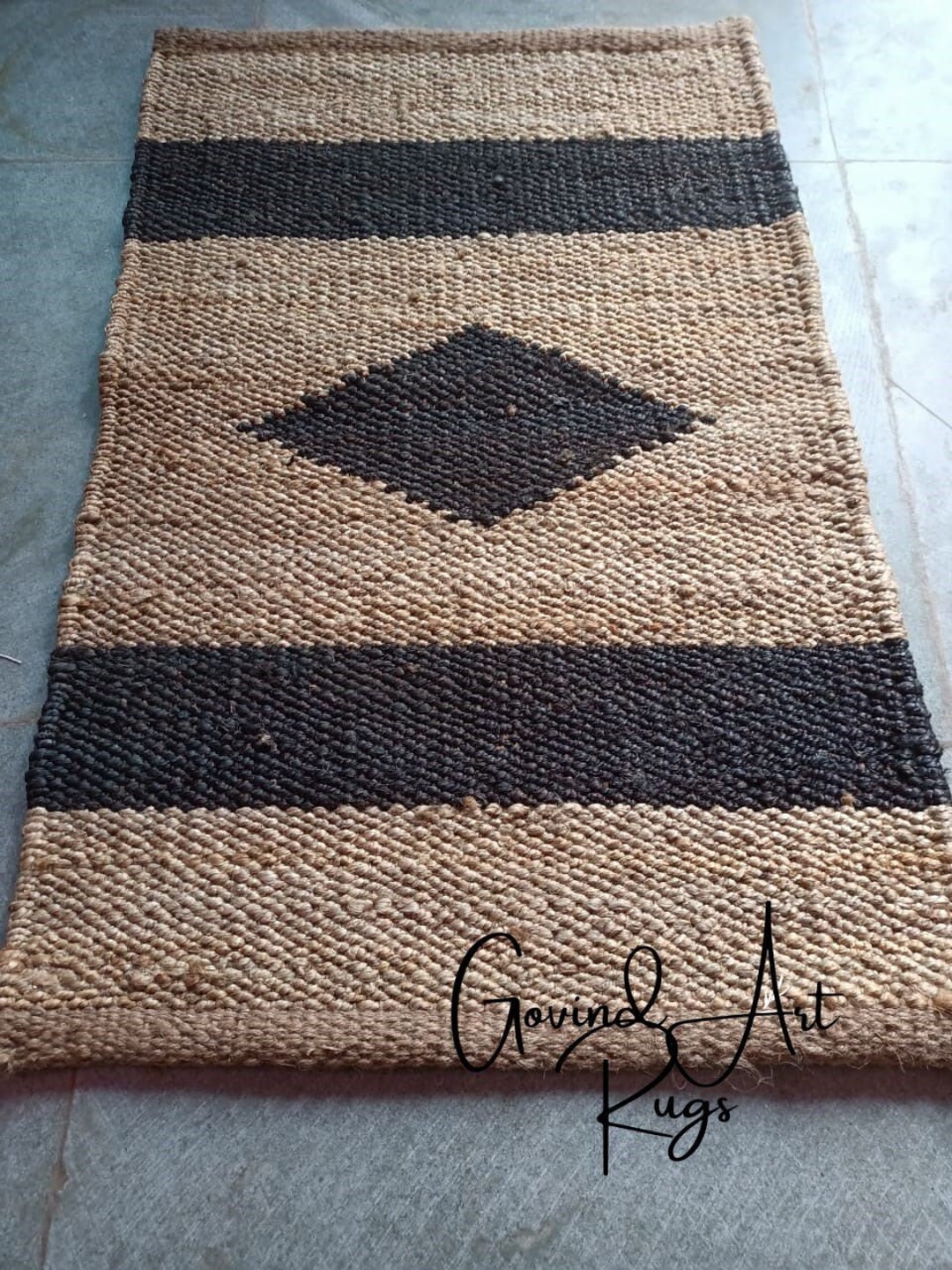 Jute Runner Black Eye Pattern for Your Sweet Home, Hand Loomed Jute ...