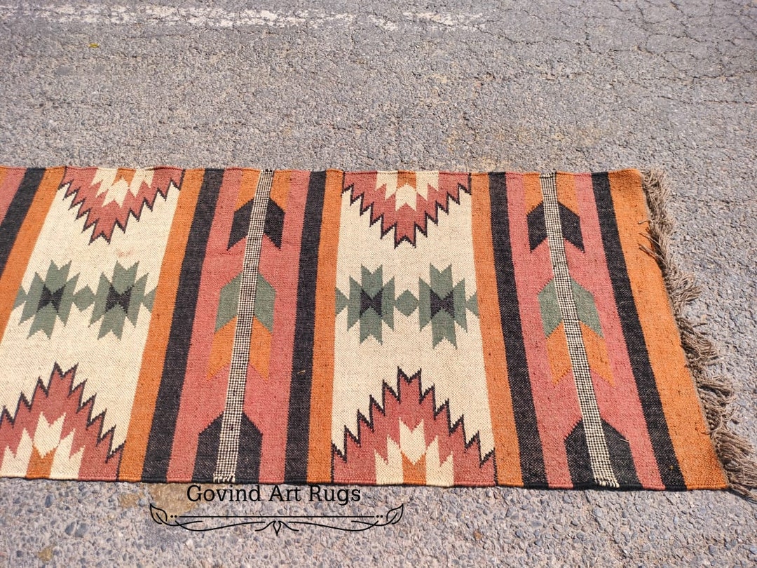 Multicolor Hallway Kilim Runner Rug, Wool Jute Runner, Long Runner Rug ...
