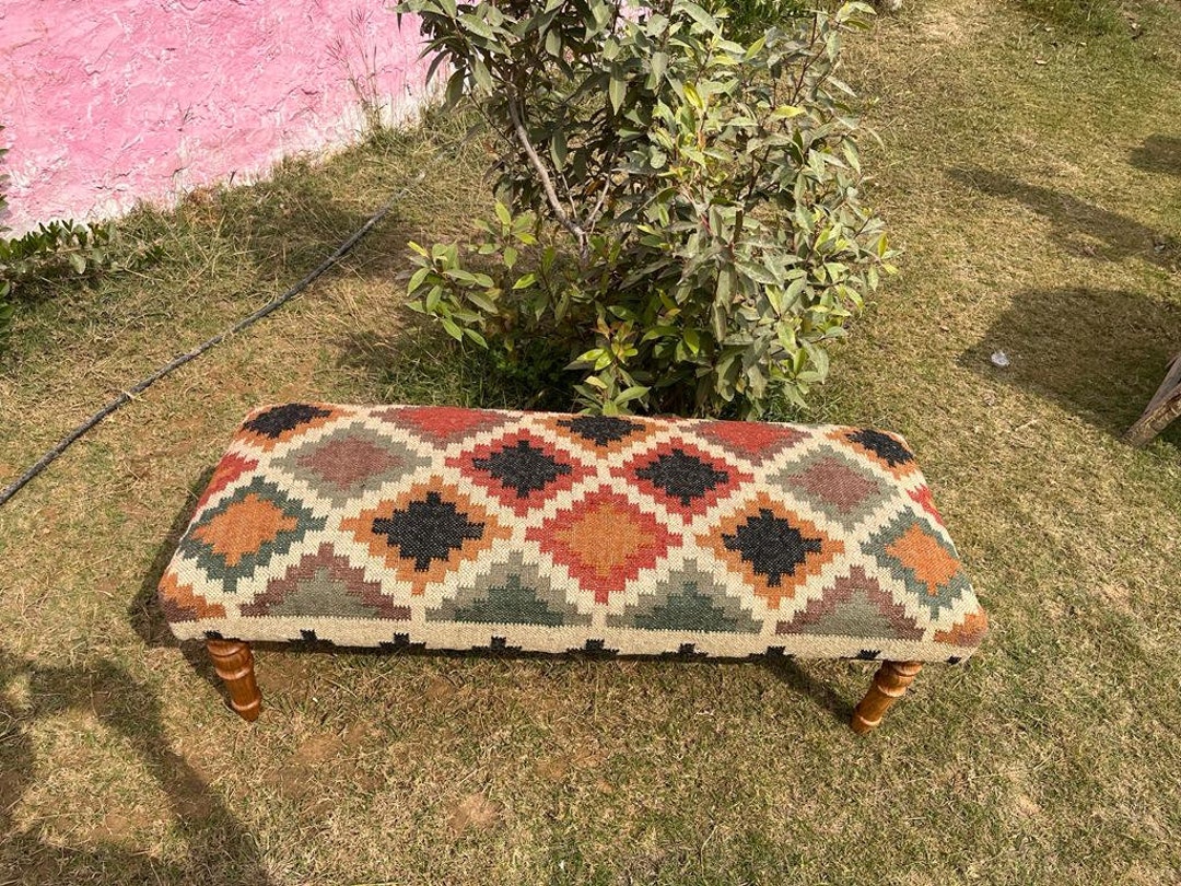 Hand Made Comfortable Setting Bench, Kilim Rug Bench, Antique Bench ...