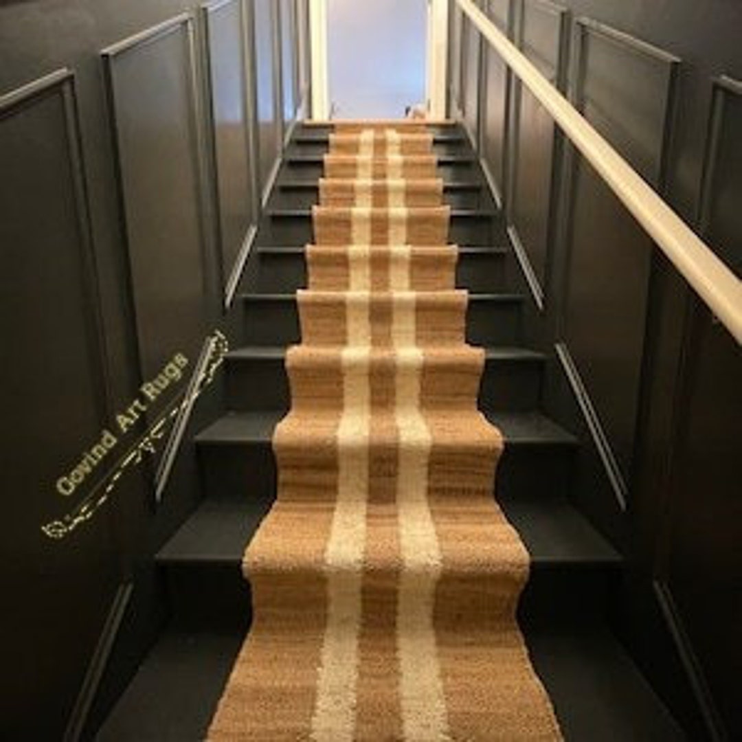 2.6x18, 2.6x20 2.6x30 Ft Stair Jute Runner Rug, Hemp Runner, Jute ...