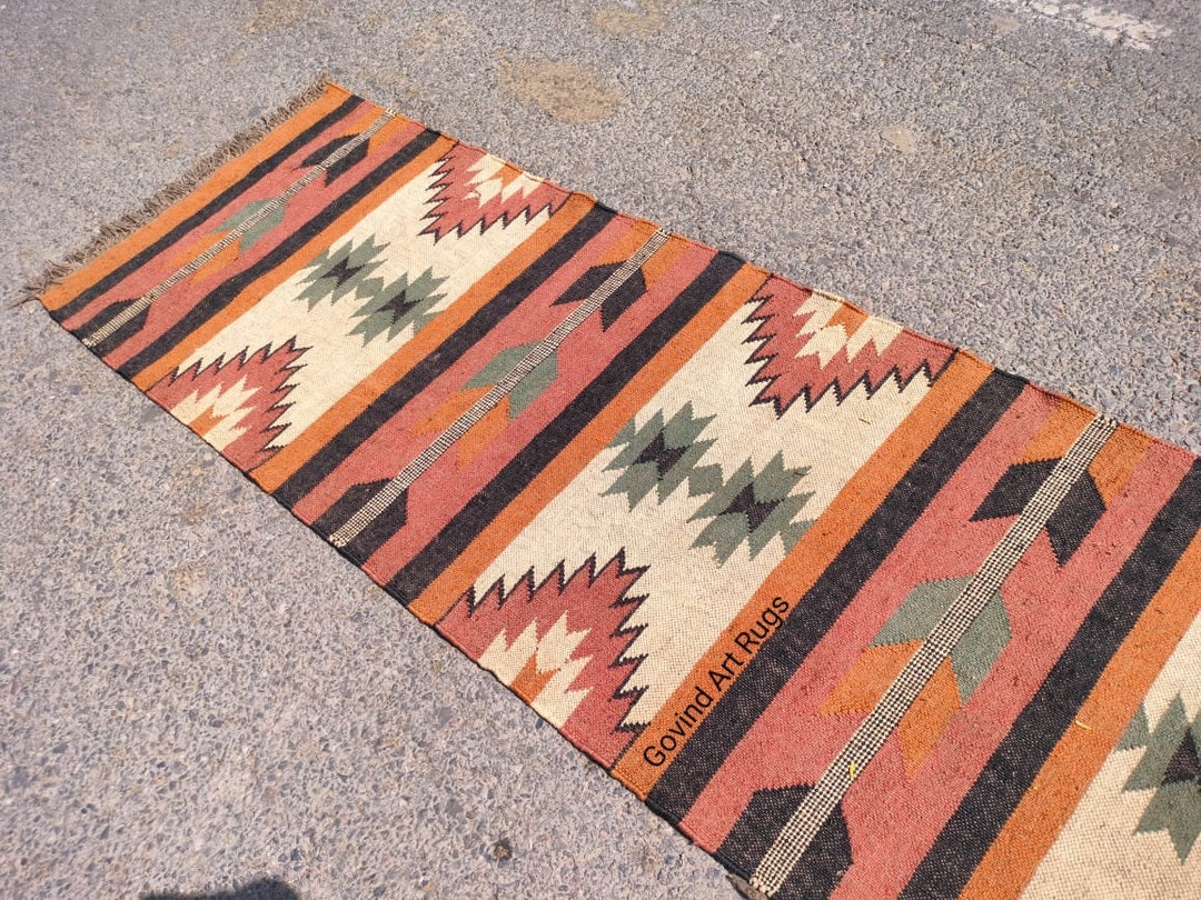 Stair Decor Runner, Kilim Stair Runner, Handmade Pink and Multicolor ...