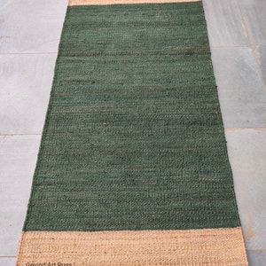 Handmade Green Hemp Jute Runner, Jute Runner Rug, Natural Jute Runner ...