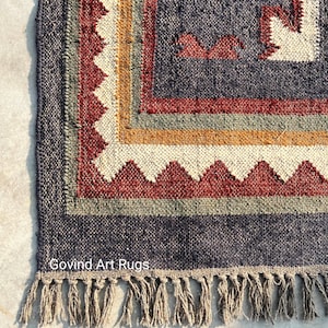 Handmade Kilim Runner Rug for Home Decor/ Handwoven Wool and Jute ...