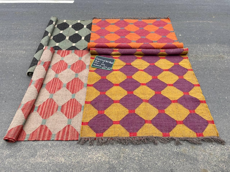 Handmade KILIM Rugs, Multicolor; Jute Rug Wool Rug Kilim Dhurrie ...