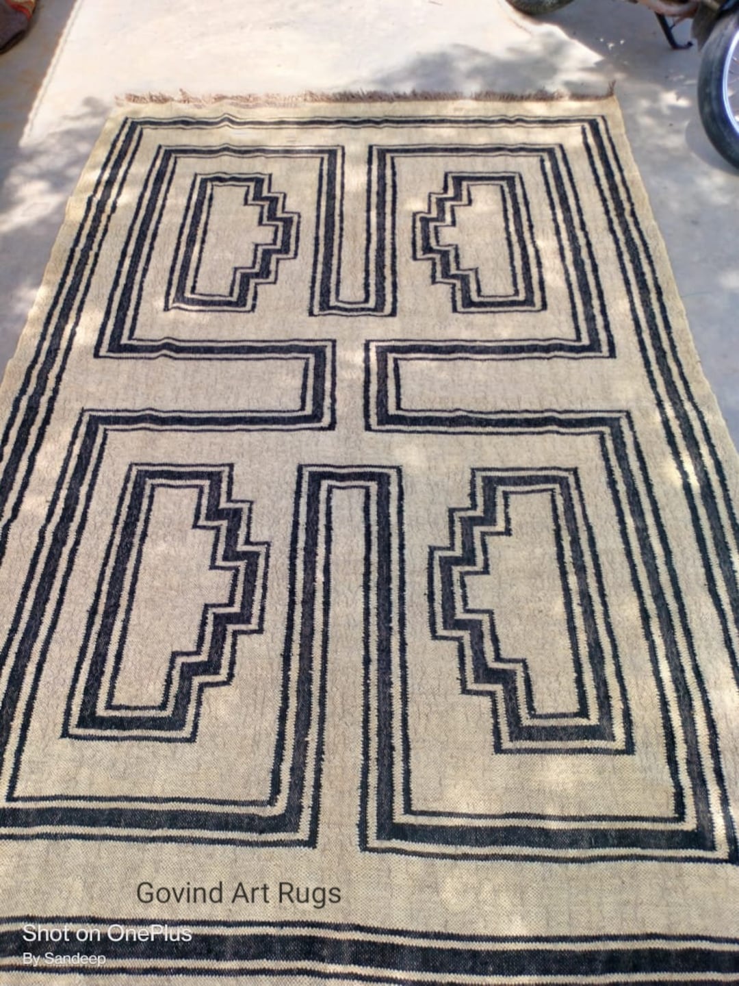 Wool Jute Kilim Rug, Black/white Boho Rug, Boho Area Rug, Custom Size ...