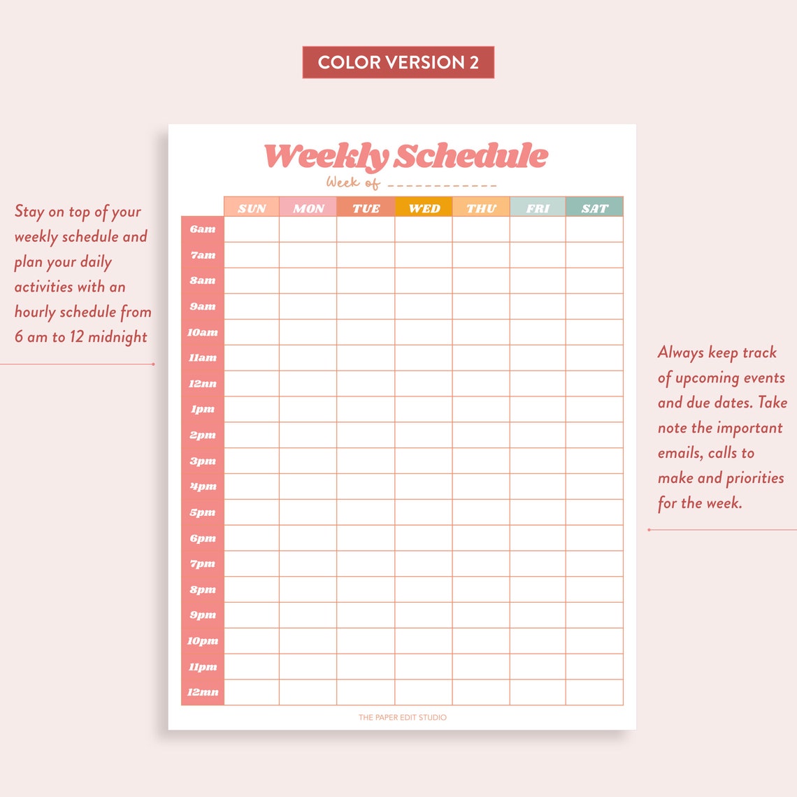 Weekly Schedule Printable Boho Planner Printable Printable - Etsy