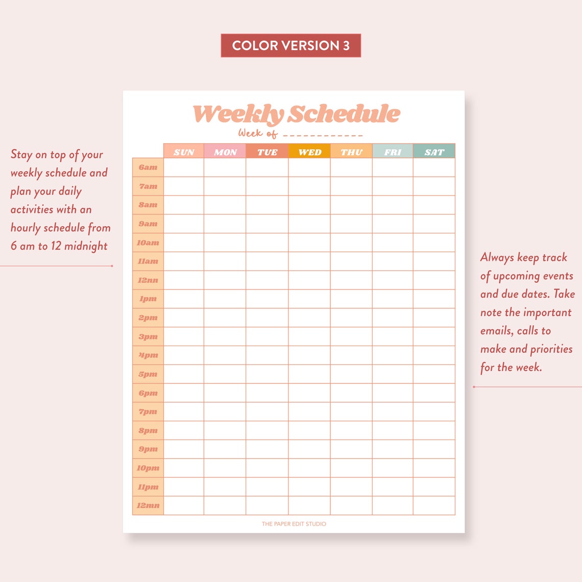 Weekly Schedule Printable, Boho Planner Printable, Printable Planner ...