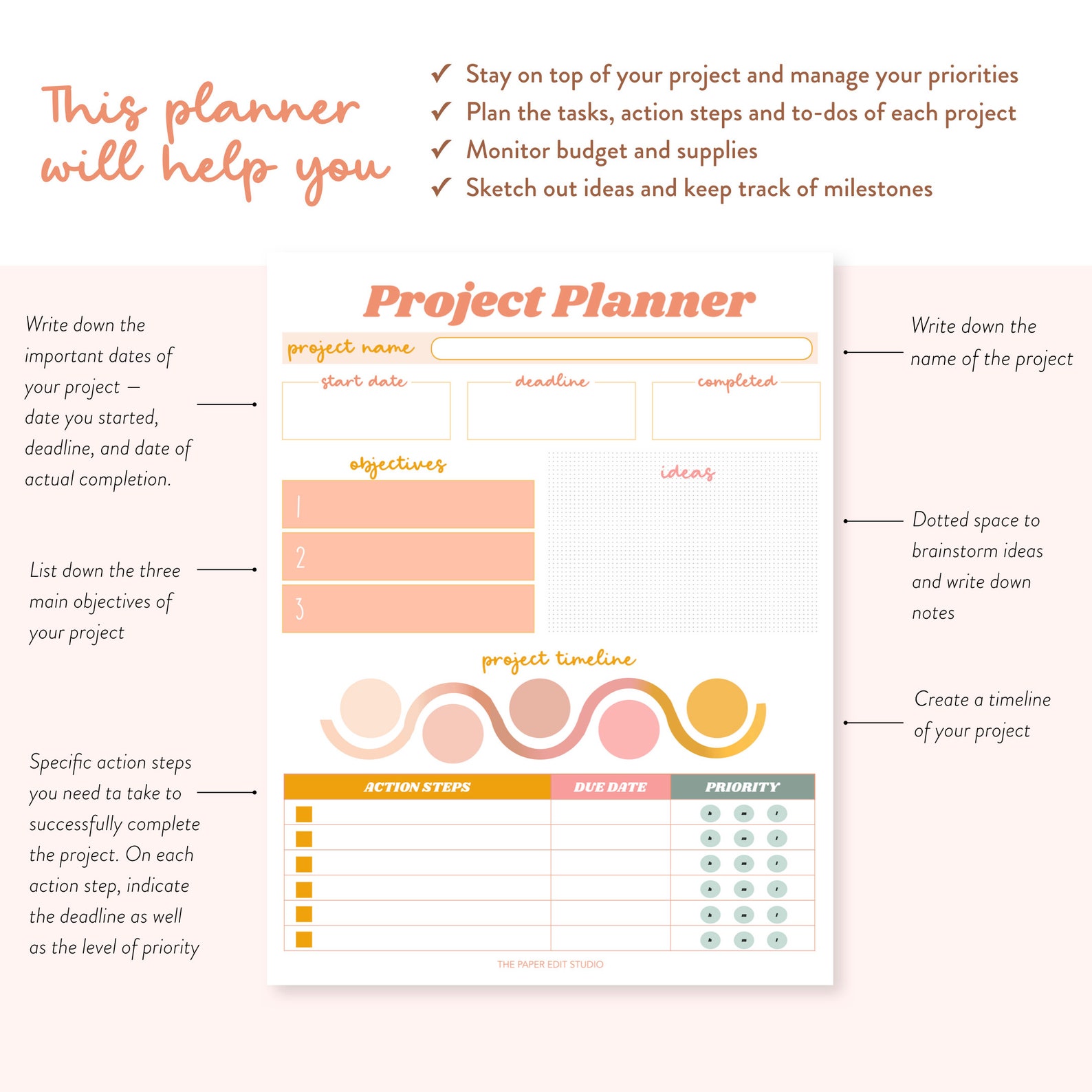 Project Planner Printable Project Planner Template Printable - Etsy