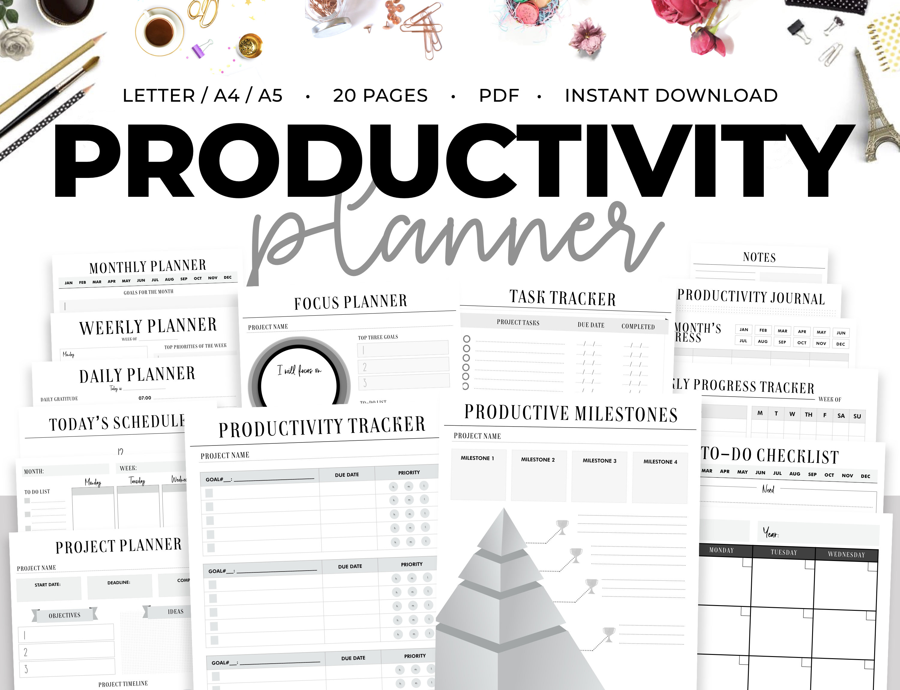 Productivity Planner Printable, Daily Productivity Planner, Printable ...