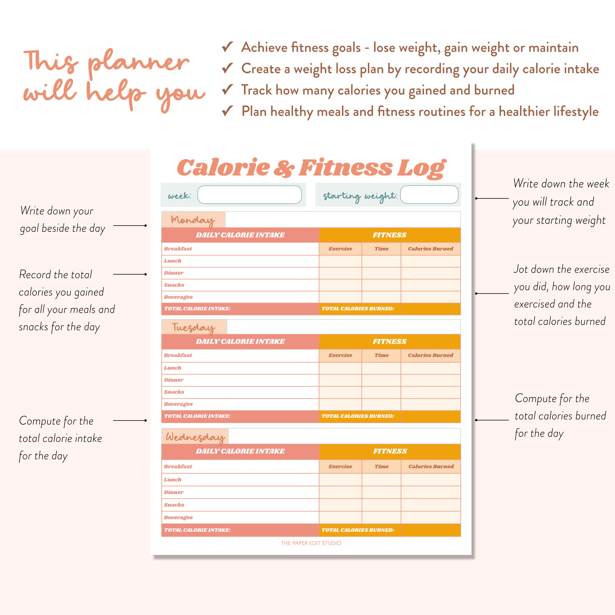 Fitness Planner Printable Health Planner Printable Workout | Etsy