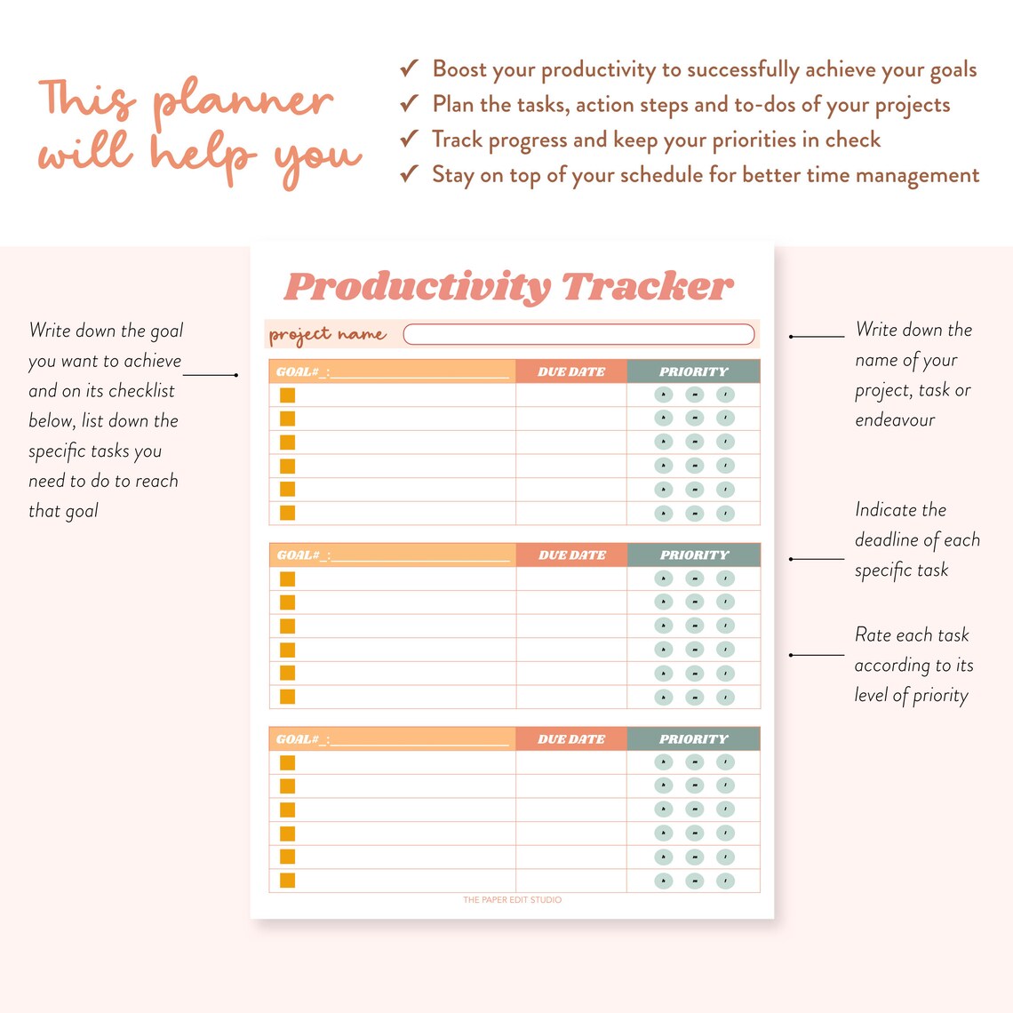 Productivity Planner Printable, Daily Productivity Planner, Printable ...