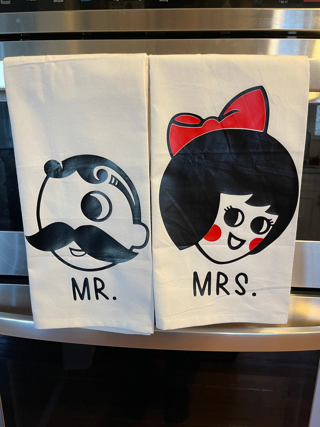 Mr and Mrs Natty Boh and Utz Girl Tea Towel Set, Couples Set, Baltimore ...