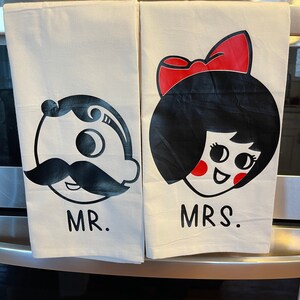 Mr and Mrs Natty Boh and Utz Girl Tea Towel Set, Couples Set, Baltimore ...