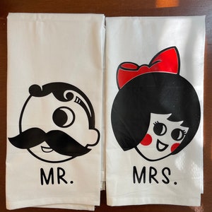 Mr and Mrs Natty Boh and Utz Girl Tea Towel Set, Couples Set, Baltimore ...