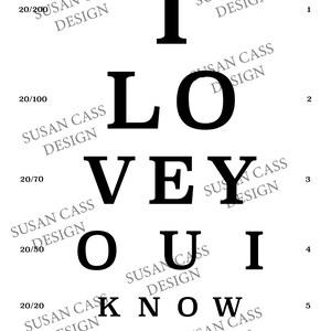 Te amo Conozco Eye Chart SVG, Vision Test, Star Wars Leia y Han Solo ...