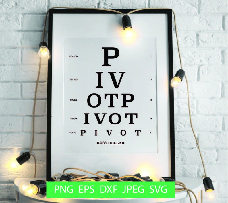Friends Pivot Eye Chart SVG, Vision Test, Friends TV Show Vintage Wall ...