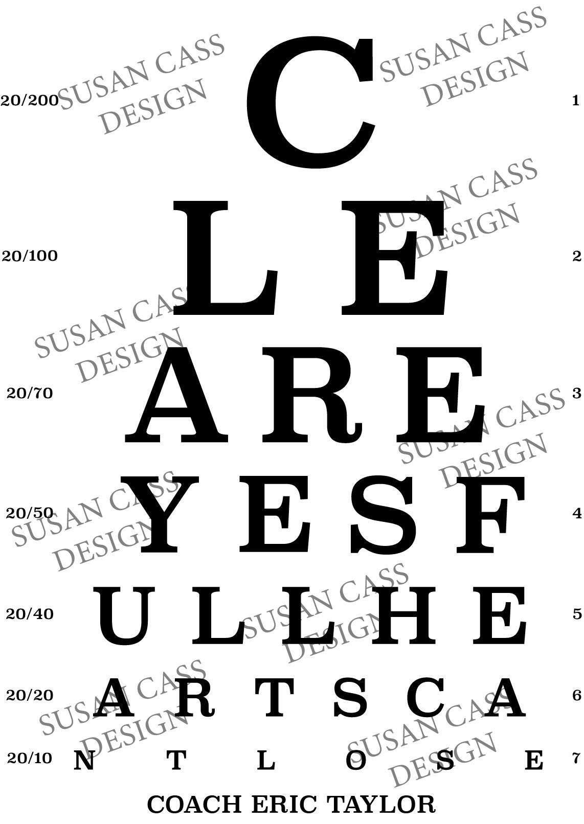 Clear Eyes, Full Hearts, Can't Lose, Eye Chart SVG, Vision Test, Friday ...