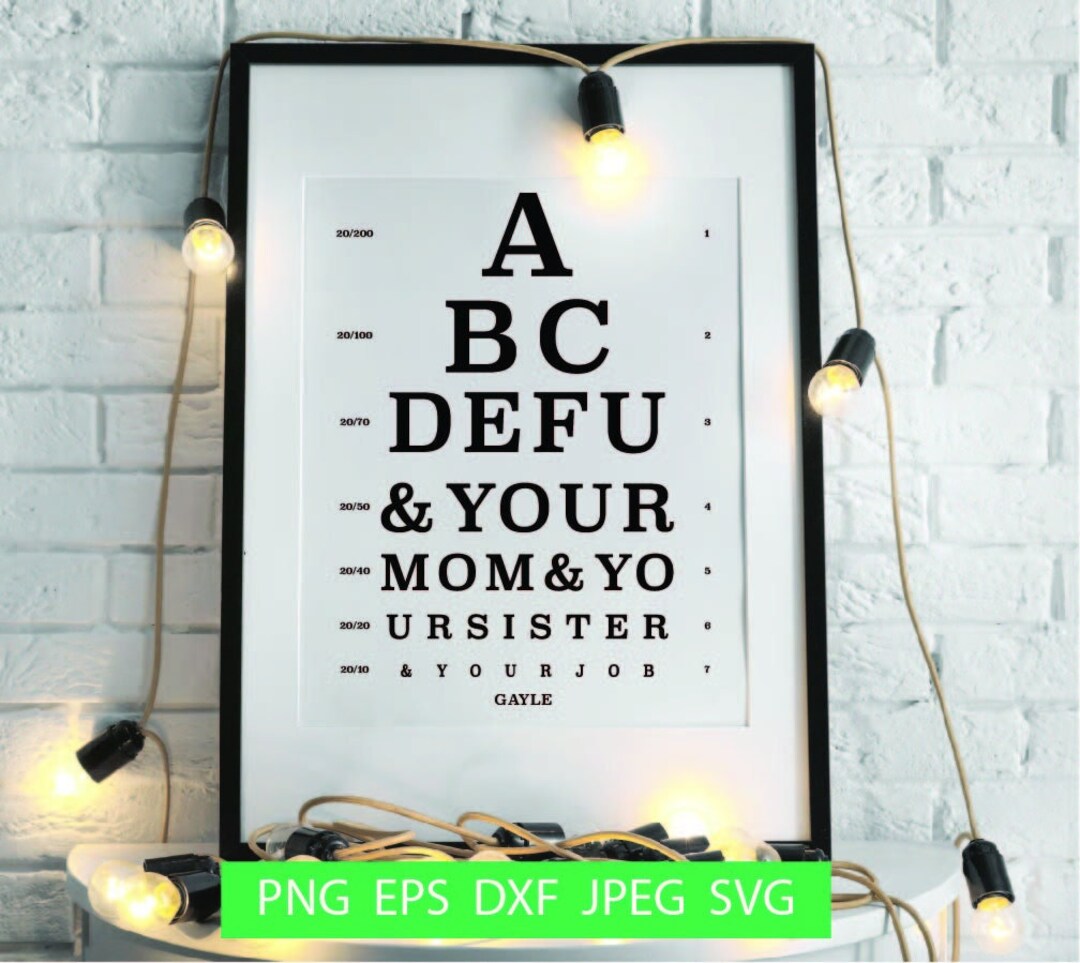 ABCDEFU Song Eye Chart SVG, Vision Test, Gayle Vintage Wall Sign ...