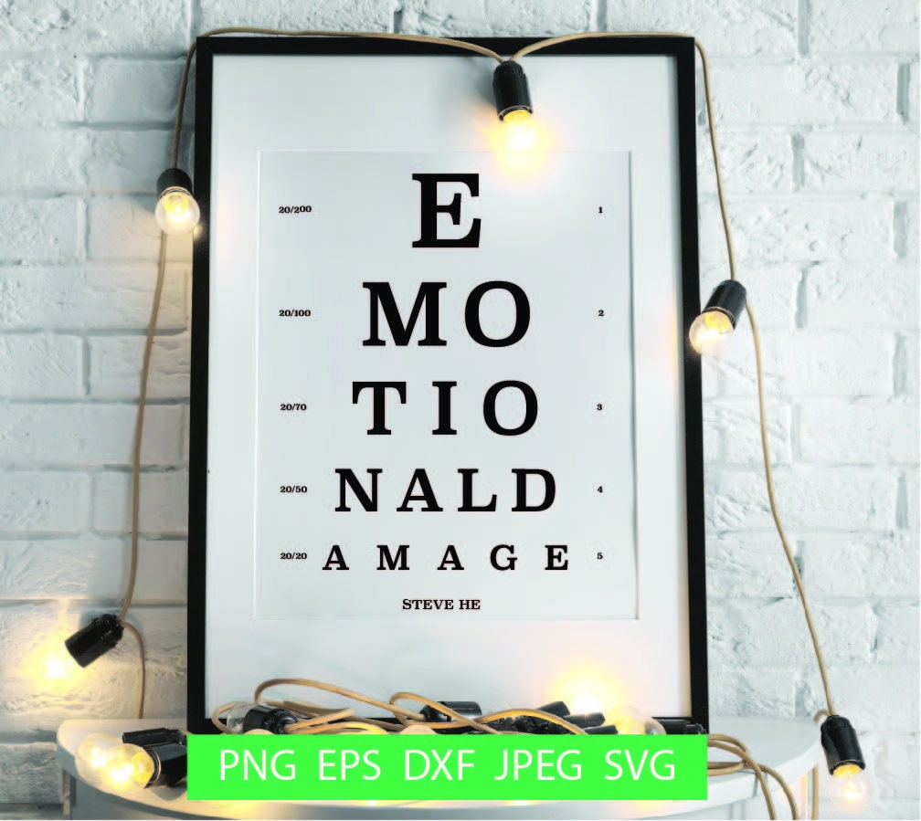 Emotional Damage Eye Chart SVG, Vision Test, Vintage Wall Sign, Cricut ...